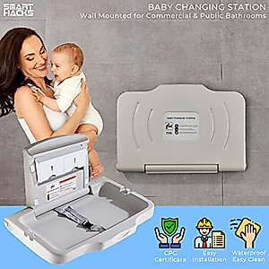 SMART HACKS Baby Changing Station Wall Mounted, Diaper Changing Station, CPSC Compliant, Commercial Baby Changing Station Wall Mounted