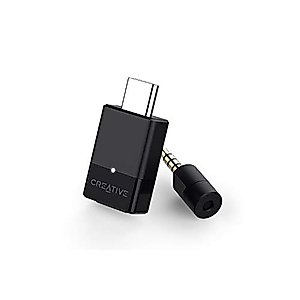 Creative BT-W3 Bluetooth 5.0 USB-C Audio Transmitter, aptX LL and aptX HD, 3.5 mm Analog Mic for Voice Chat Support, Codec Indicator and Selection, Plug-and-Play for PS4, Nintendo Switch, PC, and Mac