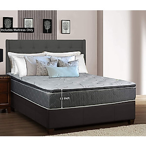 Greaton Fully Assembled Medium Plush Pillow Top Innerspring Mattress / 74x48 / Grey And And, 48-inch, Grey