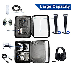 PS5 Carrying Case, Compatible with Playstation 5 Console/Controllers/Headset/Games and Other Accessories - Protective Travel Case with Hard Shell & Customized Foam for Storage (Classic PS1 Style)