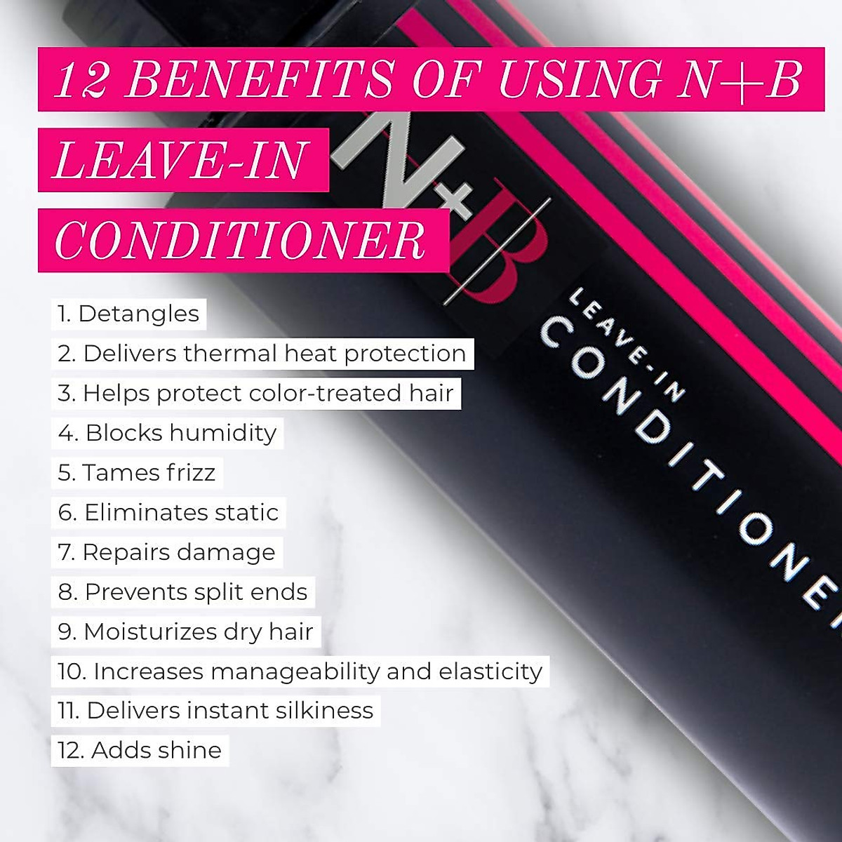 N+B Leave-In Conditioner & Detangler Spray | Curly, Straight, All Hair Types | Deep Moisturizer Repairs Dry Damaged Frizzy Hair | Sulfate, Paraben, & Cruelty-Free