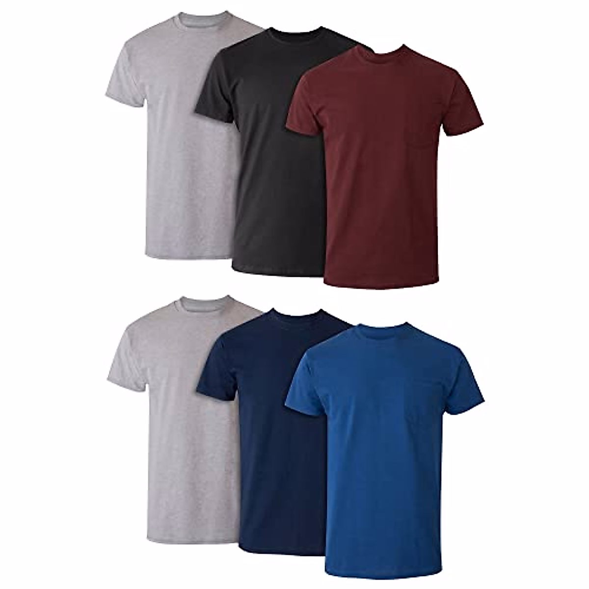 Hanes Men's Pocket T-Shirt Pack, Cotton Crewneck Pocket Tees 6-Pack, Moisture-Wicking Cotton T-Shirt Assorted 6-Pack