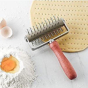 GQU Handle Roller Docker Stainless Steel for Pizza Cake Pie Homemade Baking Pizza Dough Docker For Homemade Pizza Cake Pie Bread Pastry Baking Tool