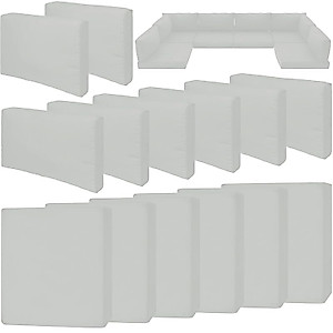 Cethytirko 14 Piece Outdoor Patio Waterproof Cushion Covers, Fits 6-Seat Wicker Rattan Sectional Couch Chair Furniture Cover Replacement Set - Fade-Resistant Patio Cushion Covers with Zipper