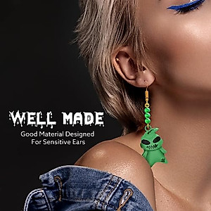 RUIYUE Funny Earrings Halloween Earrings,Christmas Nightmare,Ladies and Girls Earrings Green Jewelry Stud Earrings Green Ghost Earrings