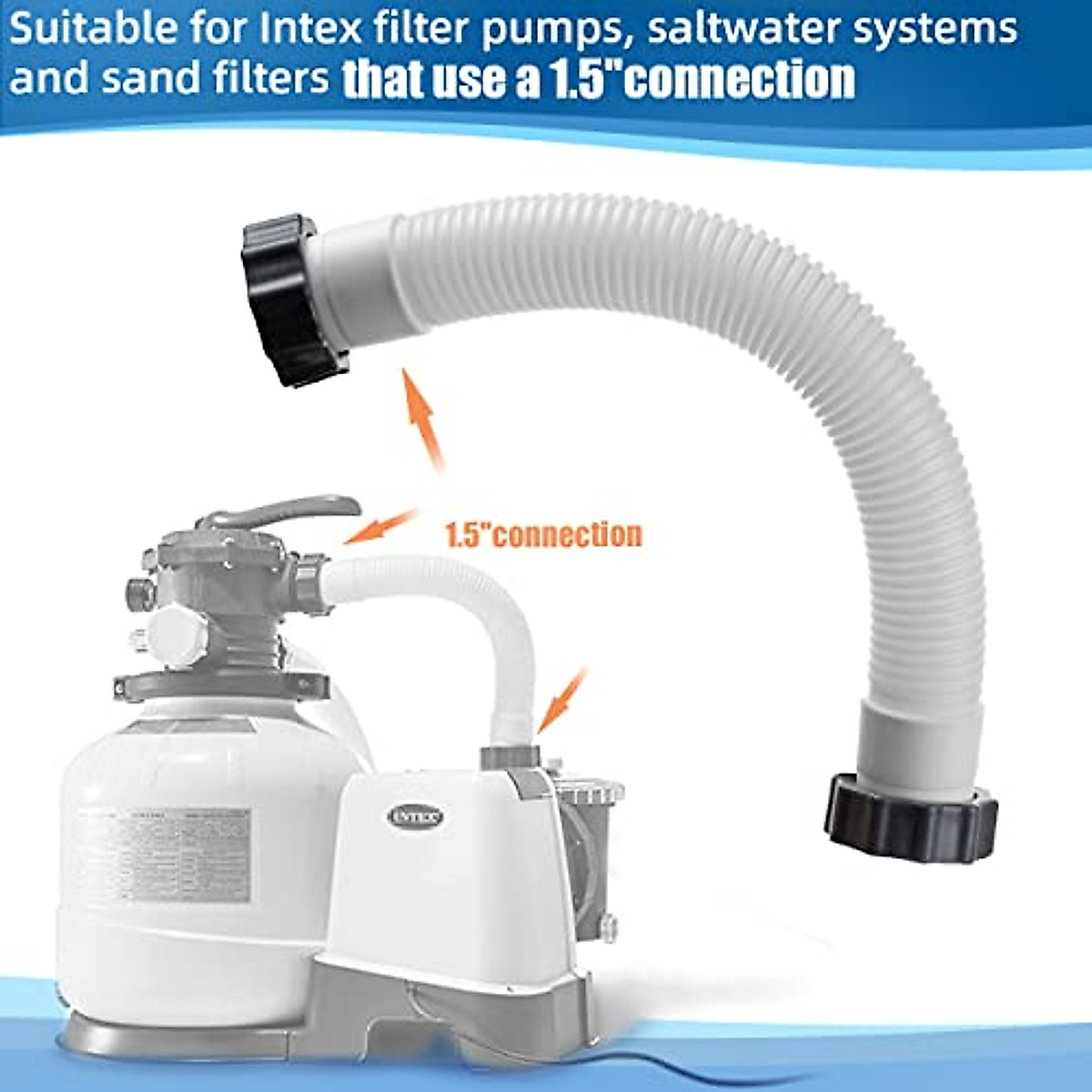 Pool Sand Filter Pump Hose - 11535 Interconnecting Hose Replacement for Intex 16 Inch Sand Filter Pumps & Saltwater Systems