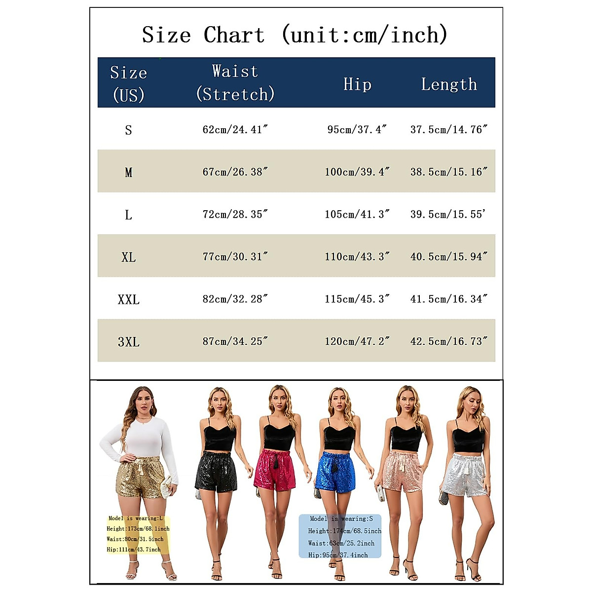 Women Summer Sequins Shorts High Waist Casual Loose A Line Hot Pants Sparkly Clubwear Night-Out Skorts (Black,XL,X-Large)