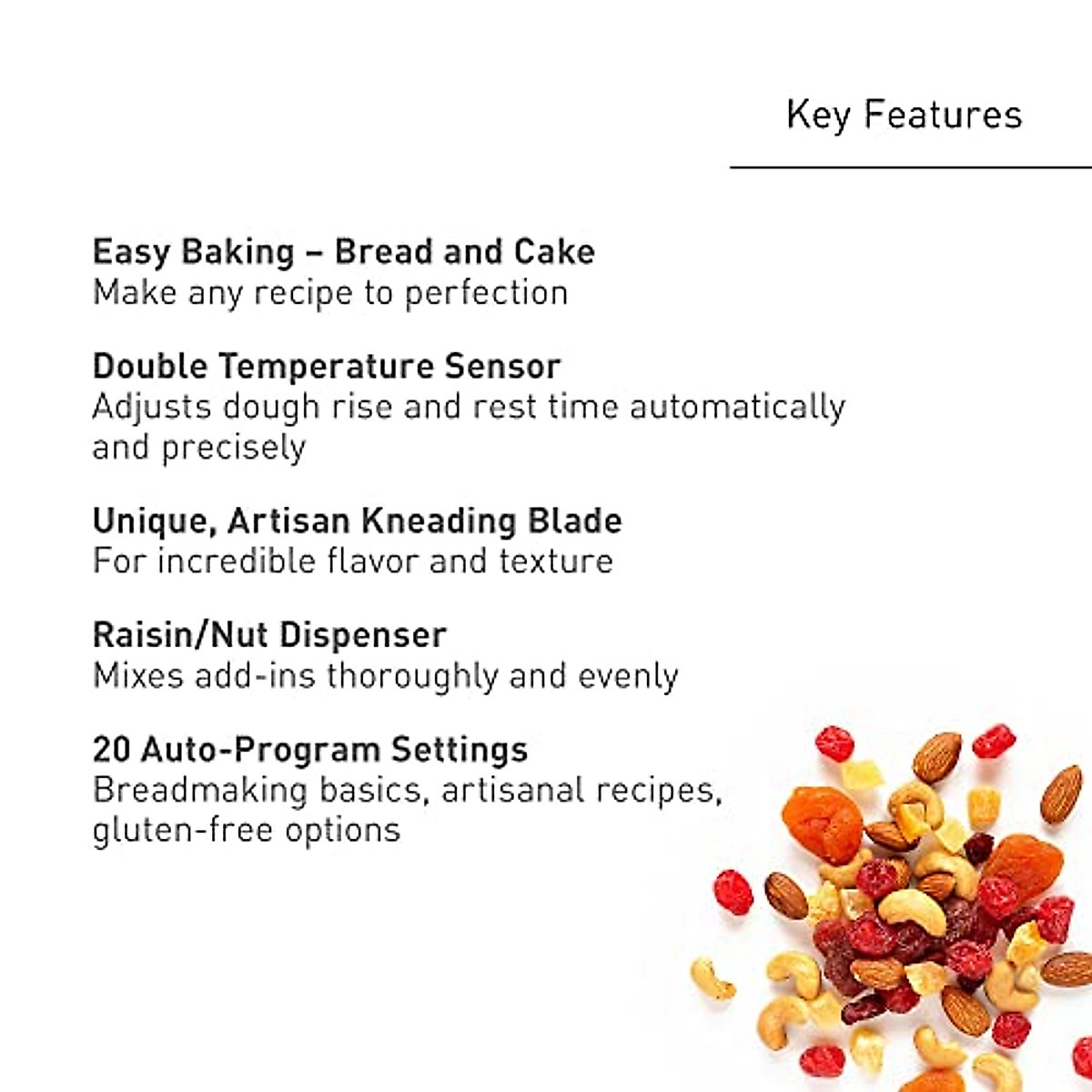 Panasonic Bread Machine, Automatic Bread Maker with 20 Presets and Advanced Temperature Sensor for Bread, Cake, and Pizza, Gluten Free Baking, Raisin Nut Dispenser - SD-R2550