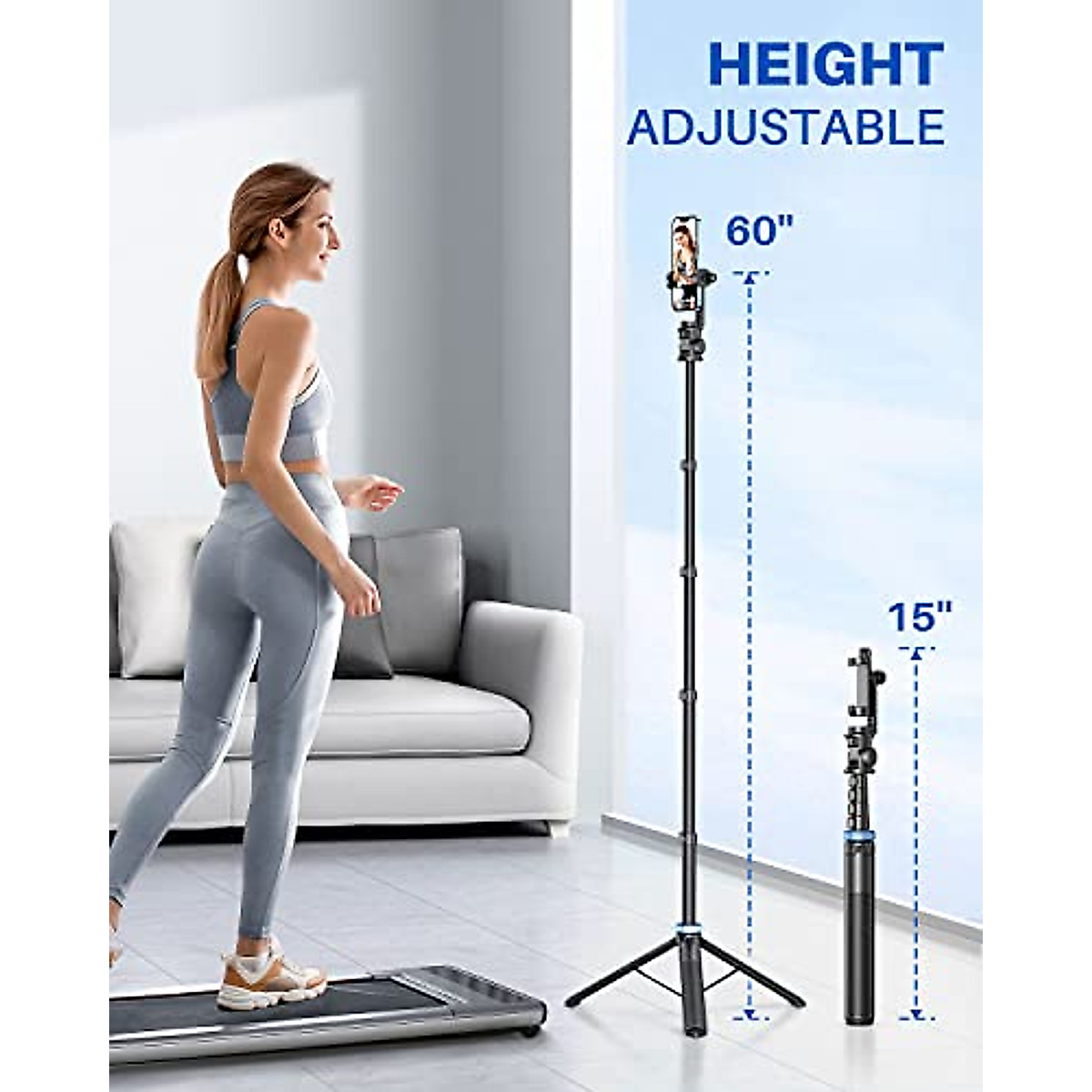 𝗡𝗲𝘄𝗲𝘀𝘁 iPhone Tripod, ANGFLY 60" Selfie Stick Tripod with Remote, Travel GoPro Tripod for iPhone Compatible with iPhone 14 Pro Max /13 Pro / 12 Pro Max/Samsung S21 Ultra/GoPro/Camera