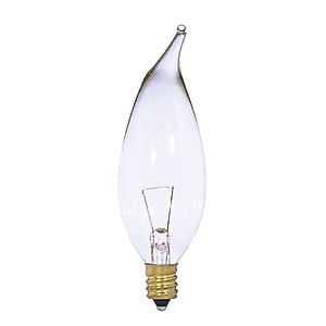 Satco S3868 12V Candelabra Base 25-Watt CA10 Light Bulb, Clear