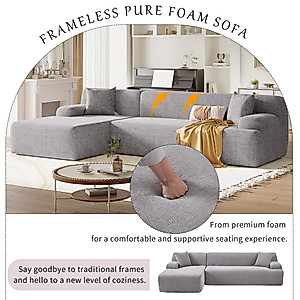 P PURLOVE Minimalist L Shaped Sofa Couch, Modular Sectional Living Room Sofa Couch,2 Piece Free Combination Simple L-Shape Sofa Sectional Couch for Living Room,Small Places,Gray