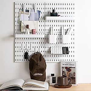 MULSAME Pegboard Combination Kit, Wall Mounted Storage Set with 4 Pegboards & 14 Accessories Hanging, White Peg Boards Organizer for Walls Display, Crafts Organization, Kitchen Organizer, 22" x 22"