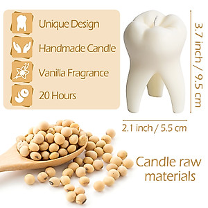Zainpe Tooth Scented Candle Milky Dental Room Aesthetic Decor Vanilla Fragrance Candles Long Lasting Natural Soy Wax Aromatherapy Candle for Dentist Clinic Desk Supplies Dental Gifts 3.7 x 2.1 in