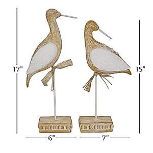 Deco 79 Set of 2 Brown Resin Coastal Bird Sculpture 9 x 6 Inches