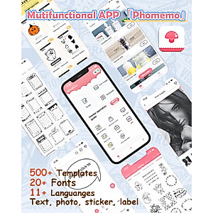 Phomemo M04AS Mini Printer with 110mm White Adhesive Paper Bundle