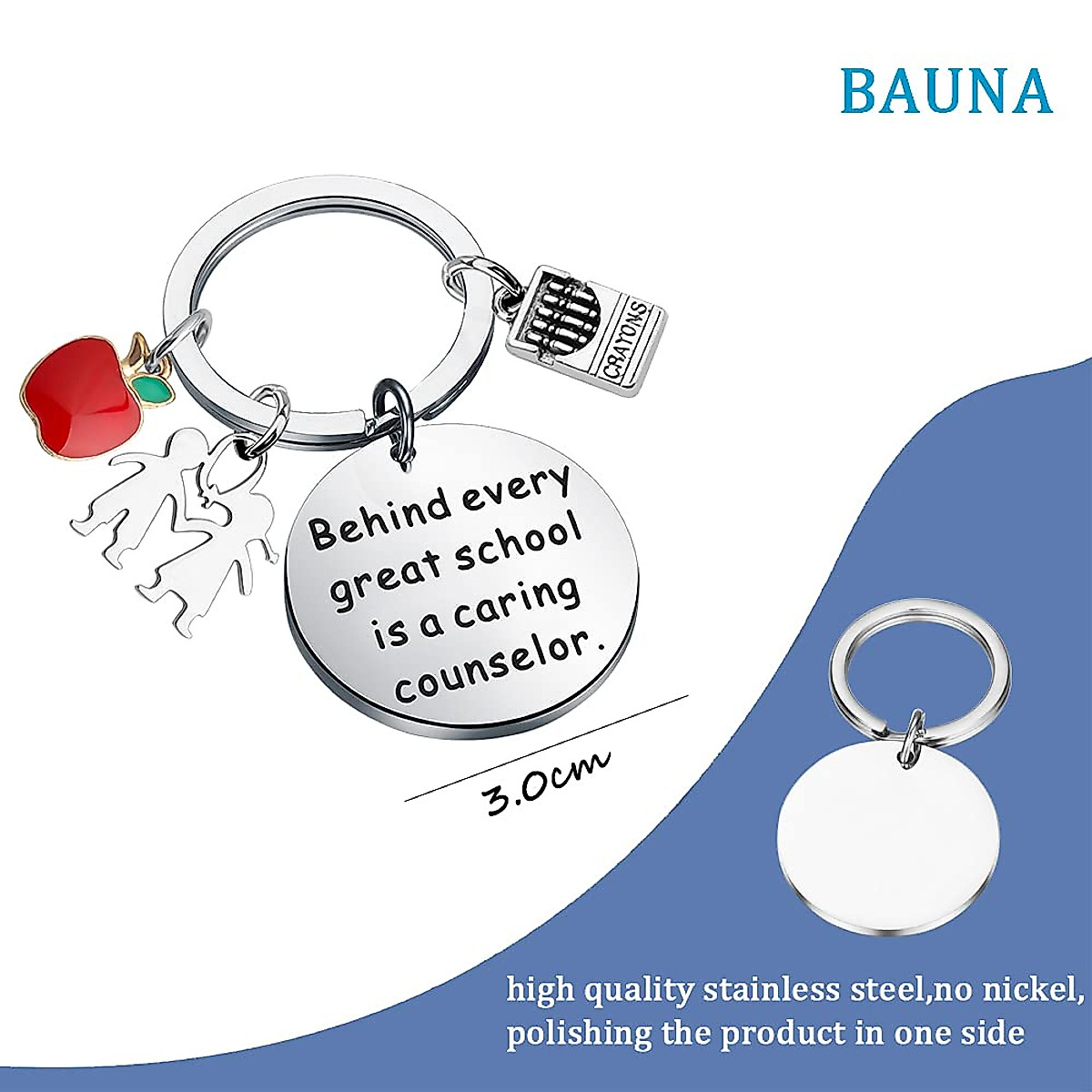 BAUNA School Counselor Keychain Counselor Gifts Behind Every Great School Is A Caring Counselor Gift for Principal Consultant (School Counselor Keychain)