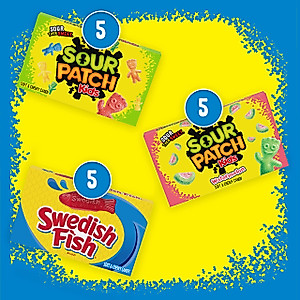 SOUR PATCH KIDS and SWEDISH FISH Soft & Chewy Candy Variety Pack, 15 Boxes