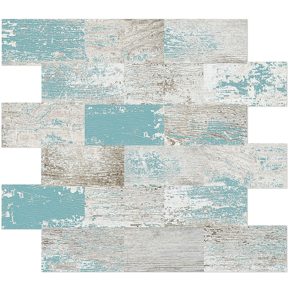 DEWOO 10-Sheet Peel and Stick Tiles Backsplash Stick on Tiles for Kitchen Wall (13.5" x 11.4"，Retro Blue