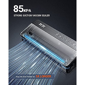 Vacuum Sealer Machine with Starter Kit , TKTK 8 in 1 Powerful Sous Vide Food Vacuum Sealer, Seal a Meal Food Sealer with Pulse Function, Moist&Dry Mode, External VAC for Jars Containers, Built-in Cutter Slim Compact Design for Mom Wife Home Kitchen