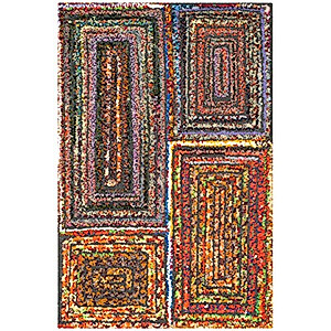 SAFAVIEH Nantucket Collection Accent Rug - 2' x 3', Charcoal, Handmade Boho Abstract Cotton & Wool, Ideal for High Traffic Areas in Entryway, Living Room, Bedroom (NAN609A)