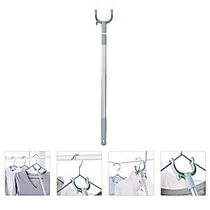 BESPORTBLE Closet Pole Closet Reacher Pole Clothing Hanger Shepherds Hook Telescoping Closet Pole Garment Poles for Closet Shelf Ceiling Closet Rod Extender Hanging