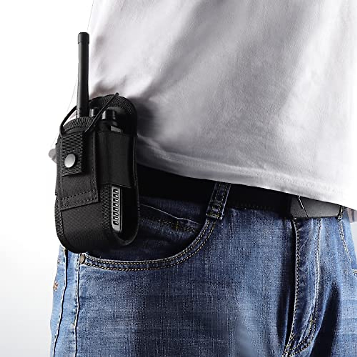 abcGoodefg Molle Radio Holder Walkie Talkie Pouch Case for Duty Belt Radio Holster Tactical Hunting Intercom Bag (Black-2 Pack)