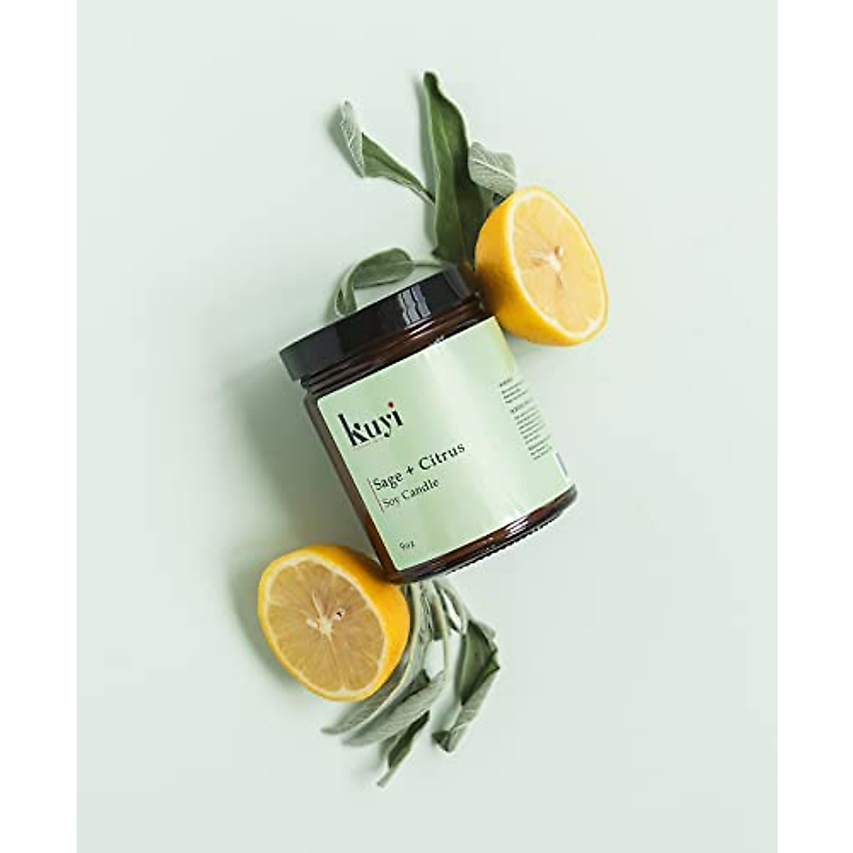 Kuyi Essentials Hand-Poured Premium Scented Aromatherapy Soy Candles for Home, Gifts for Women, 9oz Jar, 70 Hour + Burn Time (Sage & Citrus)