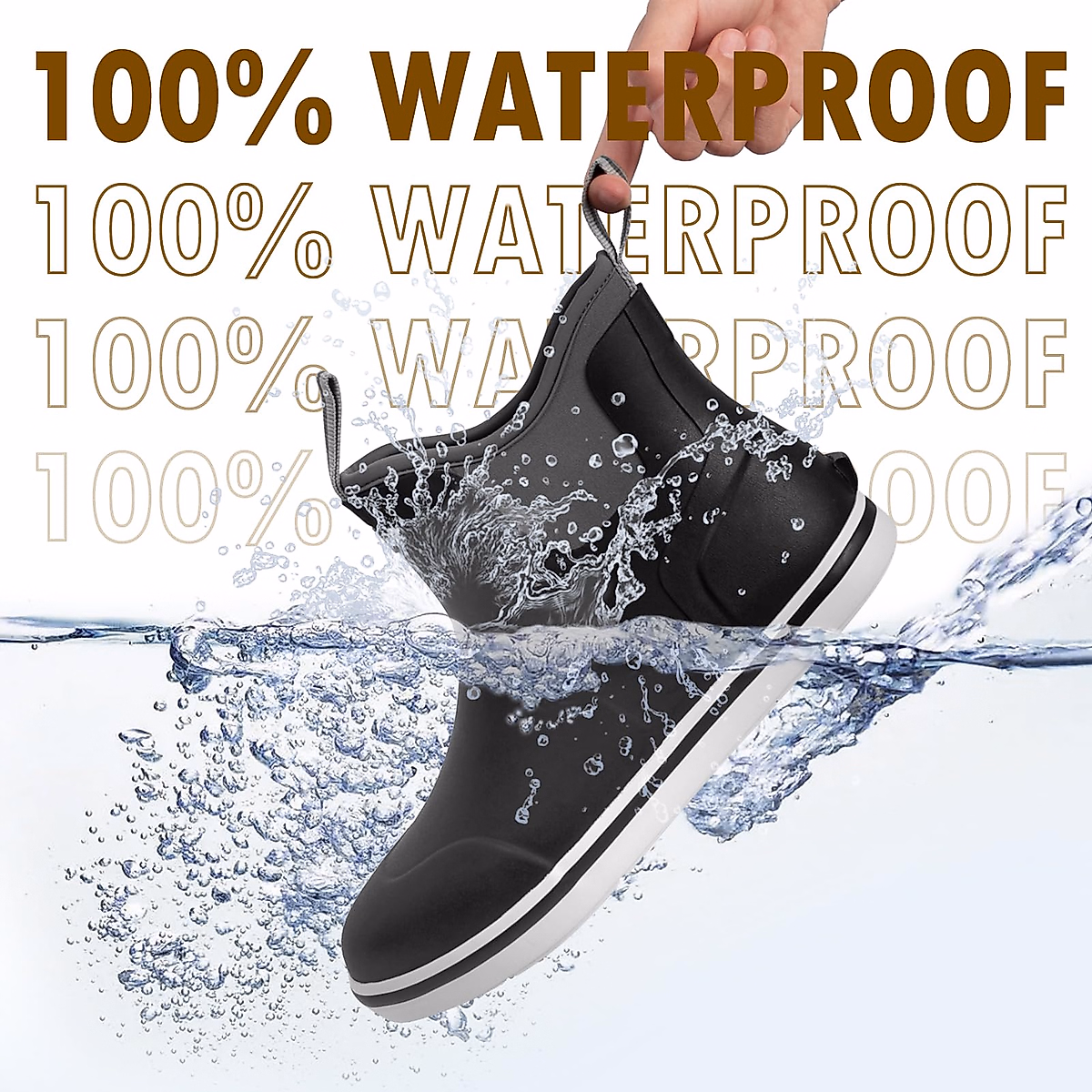 Hunthor Men’s Fishing Boots, Waterproof Deck Boots Anti-Slip Rubber 3mm Breathable Neoprene Rain boots. Ideal for Fishing and Outdoor Activities