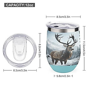 WYUSPGK 304 Stainless Steel Insulated Cup, Snow Elk Print Smooth Rim, Durable & Reusable - Perfect for Office, Home, And Travel