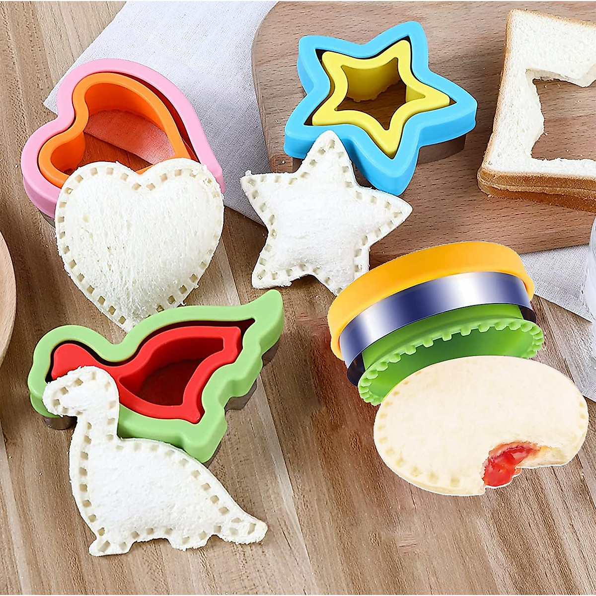 Sandwich Cutter and Sealer, 22 Pcs Uncrustable Sandwich Maker for Kids, Decruster Sandwich Maker, Bread Cookie Cutters for Kids Lunch Box (Multi)
