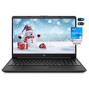 HP Pavilion 15.6" HD Laptop Computer, Intel Pentium Processor, 8GB RAM, 128GB SSD, Webcam, USB-C, HDMI, Ethernet RJ-45, WiFi, Includes 1-Year Microsoft 365, Windows 11 S, Black, YSC Accessory
