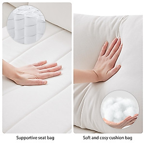 WIIS' IDEA Convertible Sectional Sofa Couch,2 Pillows,5-Seat Couch with Convertible Ottoman,Various Combinations,L-Shape Indoor Furniture for Living Room,Apartment,Office（White）