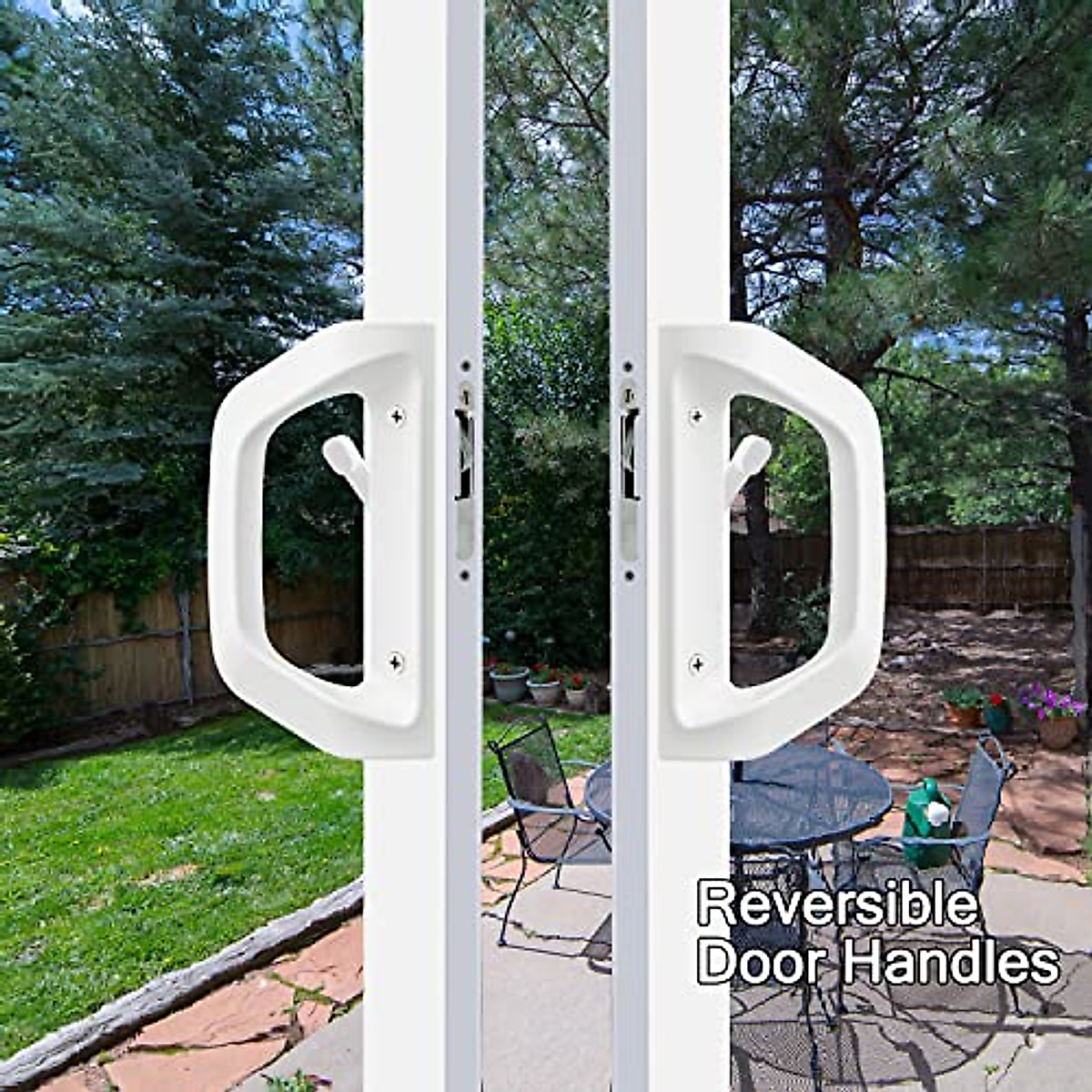 EASILOK Sliding Door Lock Patio Door Handle Set with Mortise Lock Sliding Glass Door Lock Replacement Convertible Fits Door Thickness from 1-1/2" to 2-4/25",3-15/16''Screw Hole Spacing