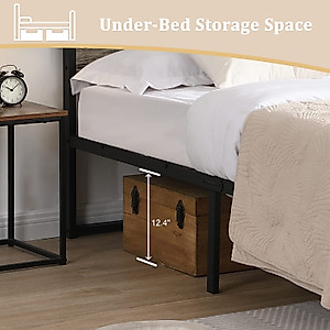 Zevemomo Queen Size Bed Frame, Queen Platform Bed Frame with Metal Slats and Wood Headboard & Footboard/Sturdy & Stable/No Box Spring Needed