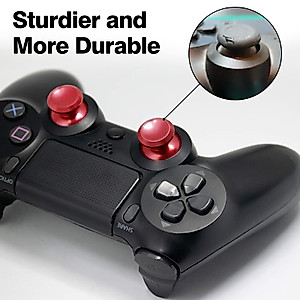 TOMSIN Metal Thumbsticks for Xbox One/ PS4 Controllers, Aluminum Joysticks Replacement Parts for Xbox One S (2 Pcs) (Red)