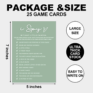 Green Theme Bridal Shower Games 25 Guests, i Spy with My Little Camera Bridal Games, Wedding Advice Cards, Wedding Games for Reception, Bride Groom Wedding Bachelorette Engagement Party Supplies-D02