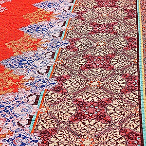 Exclusivo Mezcla Luxury Reversible Cotton Paisley Boho Striped Quilted Twin Size (60x80 Inch) Bed Blanket, Machine Washable and Dryable