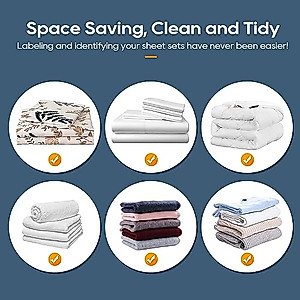 OS OMYSTYLE Closet Organization Sheet Straps 4 Pieces, Bed Sheet Organizer Bands, Elastic Bed Sheet Storage Sheet Keepers, Linen Labels Bedding Bands-King Size