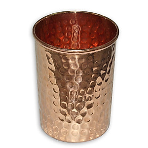 OSNICA Pure Copper Hammered Tumbler for Healing Ayurvedic Product Tableware Accessories, Set of 2, Height 9.5 Cm