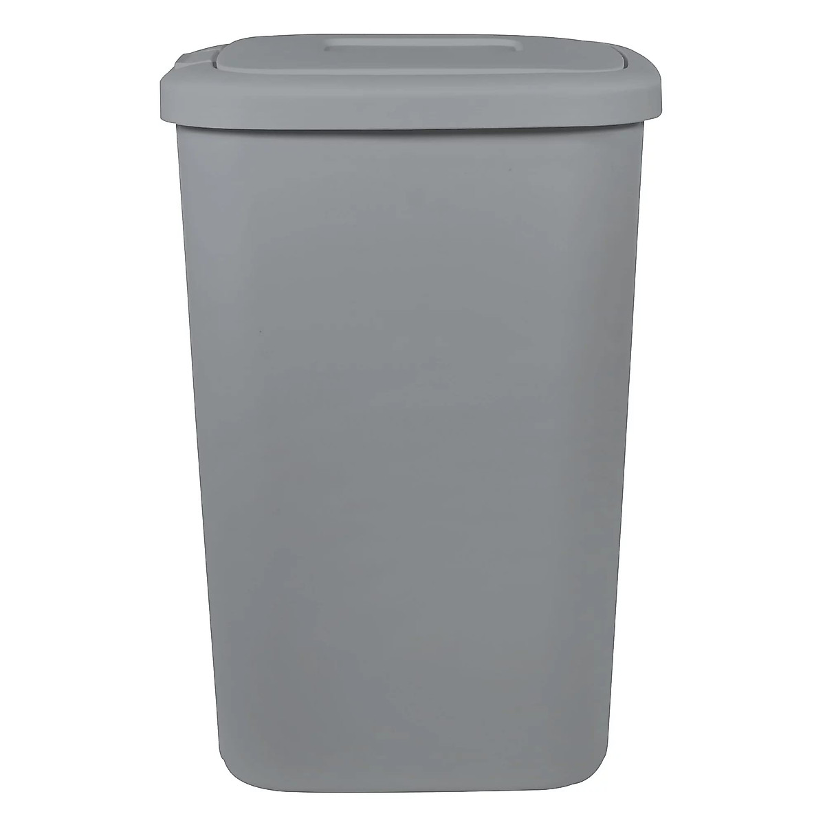 JJoiaS Solid Color 13.3 Gal Touch Top Plastic Trash Can, Spring Loaded Lid Garbage Bin for Kitchen,Home, Bedroom, Bathroom,Office & Slim Space-Saving (Gray)