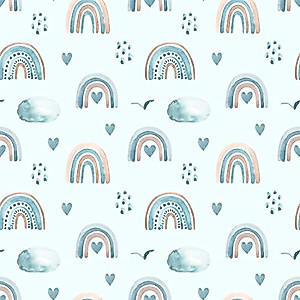 Millie Mae LLC Rainbow Mommy and me Robe and Swaddle Set | Hospital Labor and Delivery | Maternity Robe and Matching Baby Set for Boy, Girl | Blue Rainbow