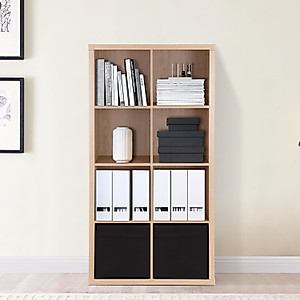 CENSI 8-Cube Storage Organizer Bookcase, Cubic Bookshelf, Natural Oak