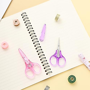 2 Pcs Small Scissors All Purpose Precision Stainless Steel Detail Scissors with Protective Cover Mini Sharp Craft Scissors Straight Fine Tips Sewing Scissors for Embroidery Knitting Paper Cutting