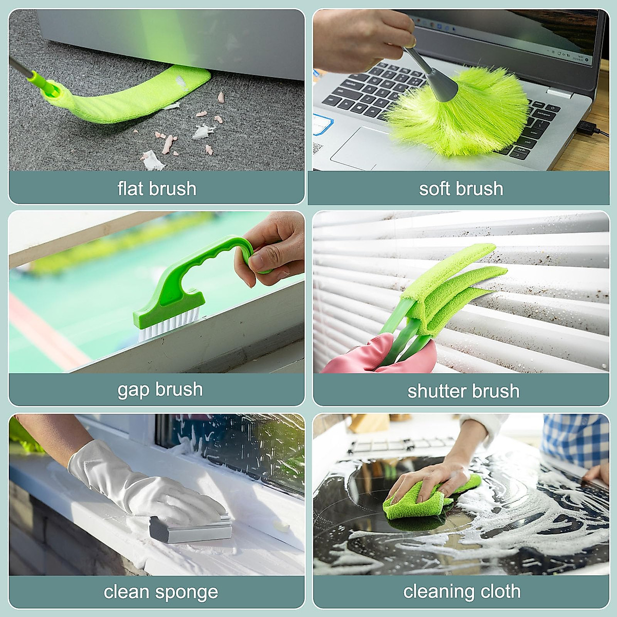 CALBEAU Dusters for Cleaning, Duster with 81 inch Extension Pole for Cleaning High Ceiling Fan, High Window, Sofa, Cobweb Duster for High Corner, 11 PCS Microfiber Duster Kit with Storage Bag