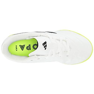 adidas Copa Pure.4 Indoor Sneaker, White/Core Black/Lucid Lemon, 12 US Unisex Little Kid