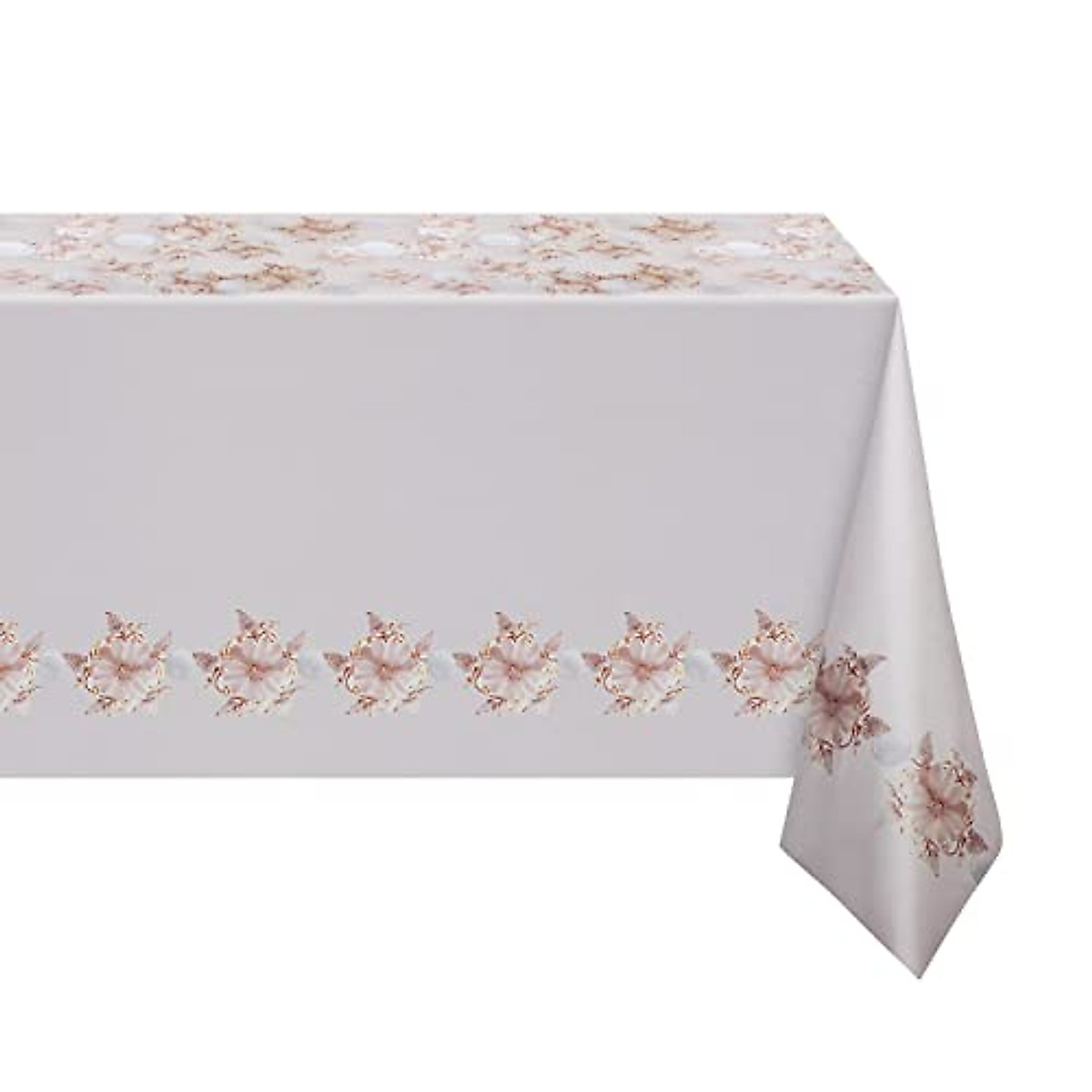 FYY Wipeable Plastic Tablecloth - 55 x 70 Inch Heavy Duty Waterproof PVC Rectangle Tablecloth, Oil Spill Proof, Heat-Resistant, Polyester Backing Plastic Table Cover for Dining, Camping, Picnic, Party