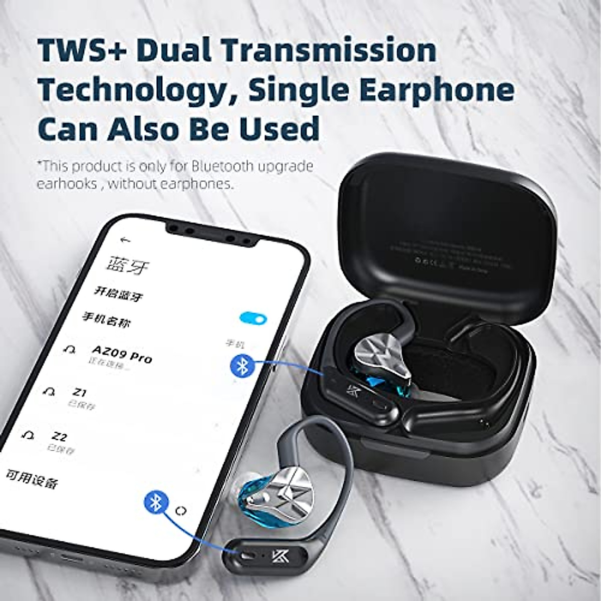 KZ AZ09 Pro Bluetooth 5.2 QCC3040 Ear Hook AZ09 AZ10 earhooks Earphone Upgrade Cable Apt-X HD with Charging Case ZSN PRO X DQ6 Bluetooth Cable (C Pin)