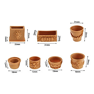 SING F LTD 2 Sets (14PCS) Dollhouse Flower Pot Miniature Plant Terracotta Pots Simulation Bonsai Pot Fairy Garden Landscape Decoration for Dollhouse Garden Decor