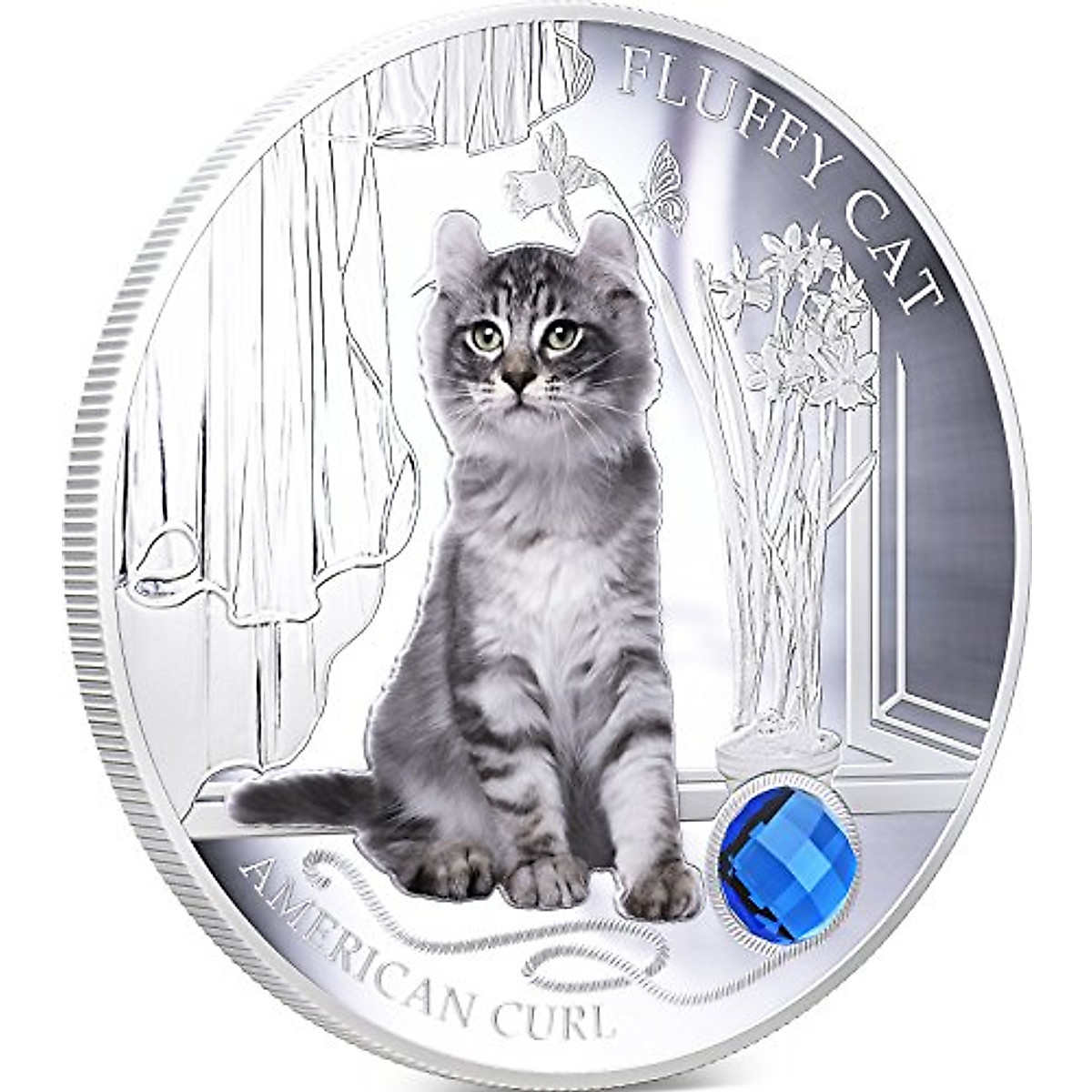 2013 Fiji - Dogs & Cats - Release 1 - Fluffy Cat - American Curl - 1oz - Silver Coin - $2 Uncirculated