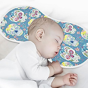 vvfelixl Burp Cloths Floral Sugar Skull for Baby Boy Girls Baby Washcloths Burp Rags 1 Pack Blue